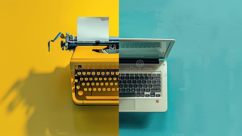 The Typewriter and Laptop.AI Generated Image Stock Photo - Image of ...