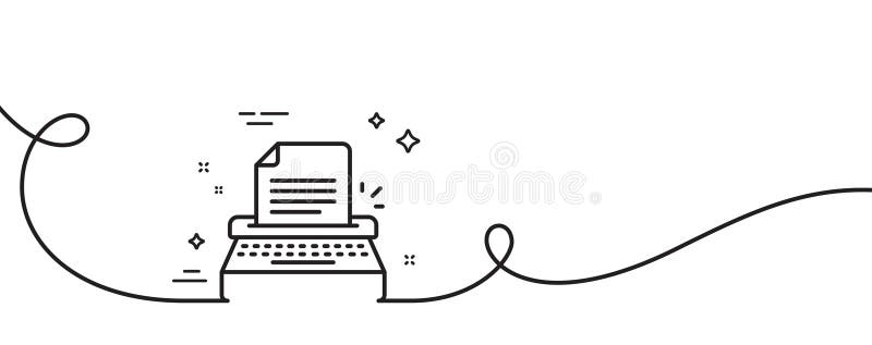 Typewriter Line Icon. Copywriting Sign. Continuous Line with Curl ...