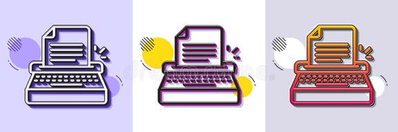 Typewriter Line Icon. Copywriting Sign. Halftone Dotted Pattern. Vector ...