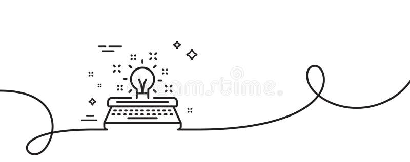 Typewriter Line Icon. Creativity Sign. Continuous Line with Curl ...