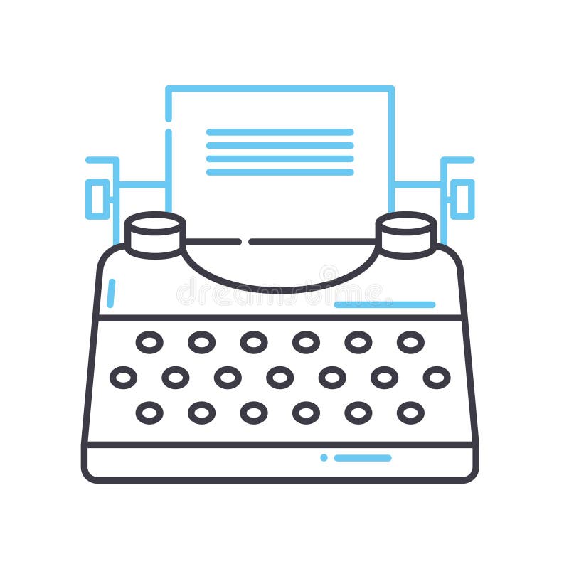Typewriter Line Icon, Outline Symbol, Vector Illustration, Concept Sign ...