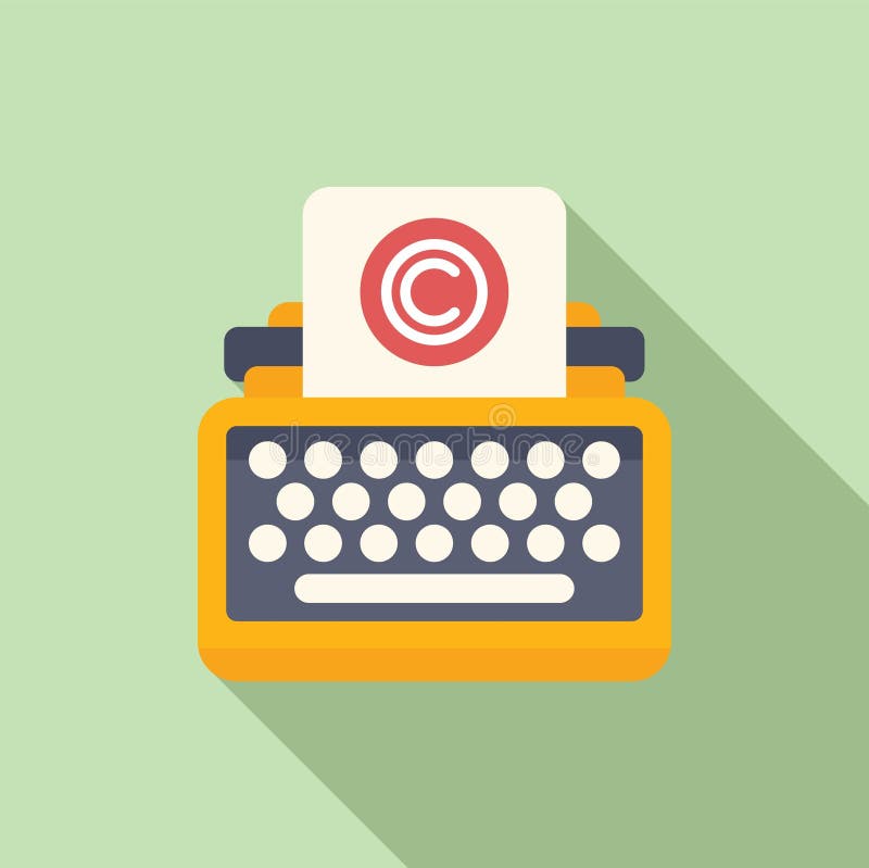 Typewriter Machine Copyright Icon Flat Vector. Information Protection ...