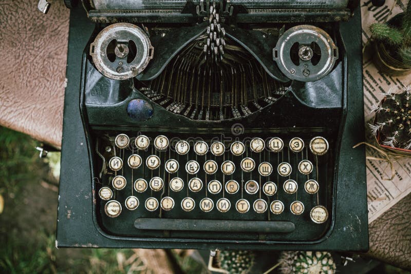Typewriter Machine Retro Vintage Style,Top View Stock Image - Image of ...