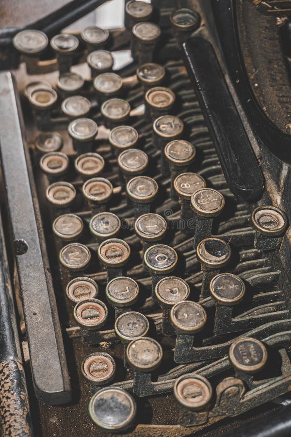An Old Typewriter in Close Up. Old Keyboards. Retro Concept. Stock ...