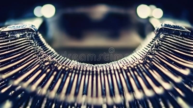 Typewriter Mechanism Close-up, Dark Room, Blurred Lights, Writing Stock ...