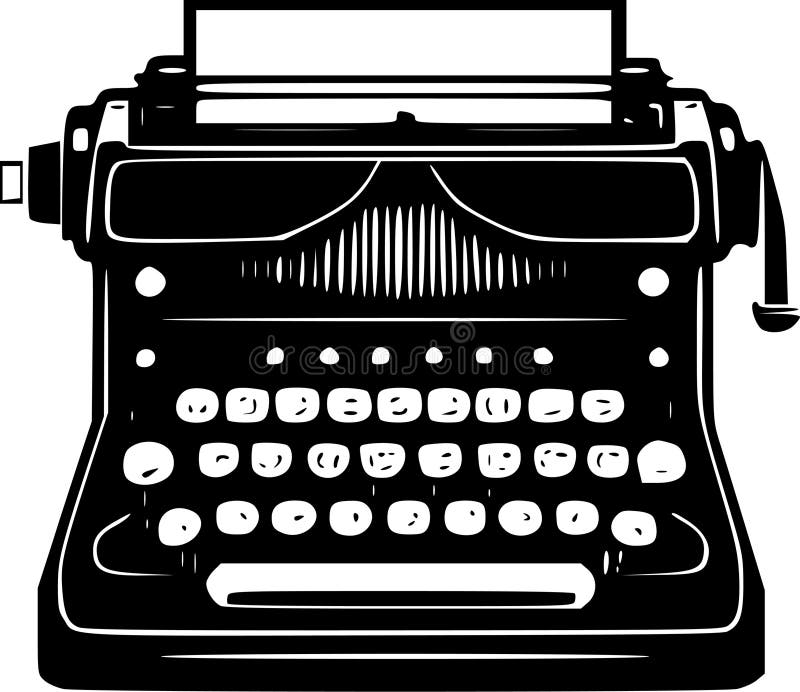 Typewriter - Minimalist and Simple Silhouette - Vector Illustration ...