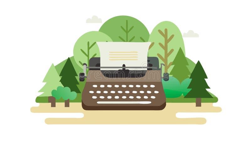 Typewriter with Mountainous Island Scenery, Vector Design Generative AI ...