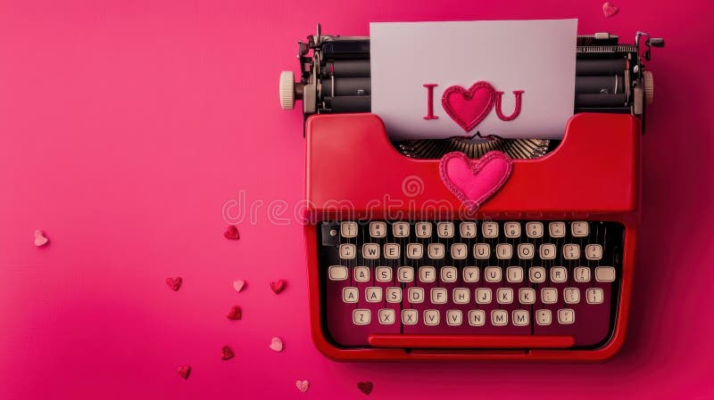 A Typewriter with a Paper Heart on it Stock Illustration - Illustration ...