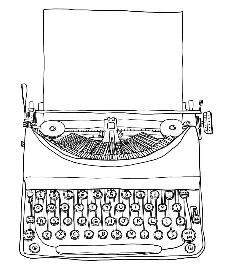 Typewriter with Paper Vintage Line Art Stock Illustration ...