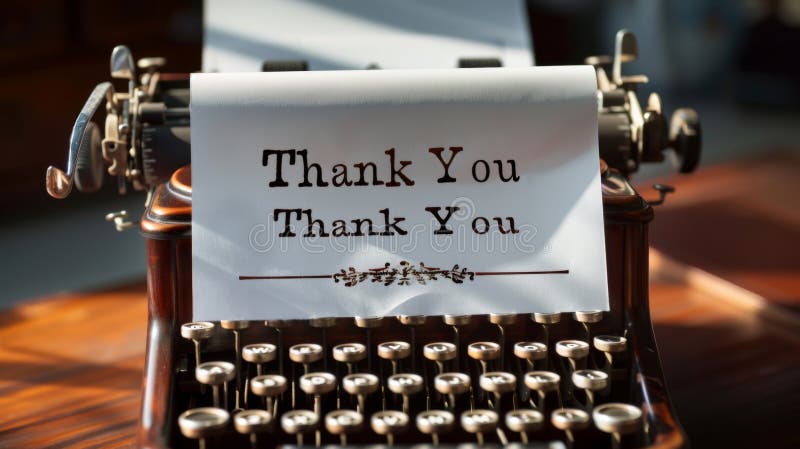 Vintage Typewriter with Grateful Message. AI Generated Stock Photo ...