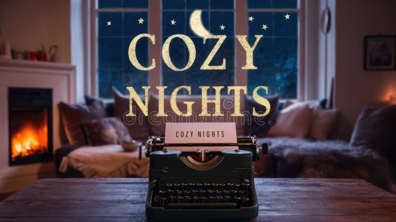 A Typewriter Sitting on a Table with the Words Cozy Nights Written ...