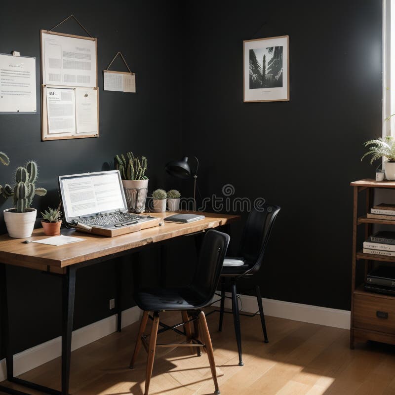 Typewriter and Stack of Papers on Dark Table in Room Writer S Workplace ...