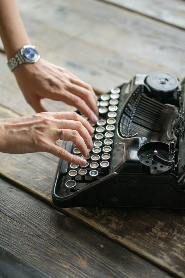 A Typewriter Stands on a Wooden Table Stock Image - Image of nostalgia ...