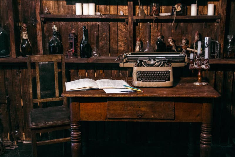 Typewriter on the table stock photo. Image of classic - 110709768
