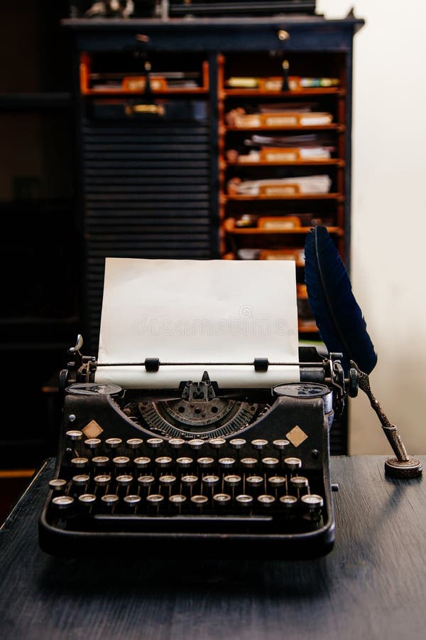 Typewriter Table Old Cabinet Folder White Paper Antique Manual Stock ...