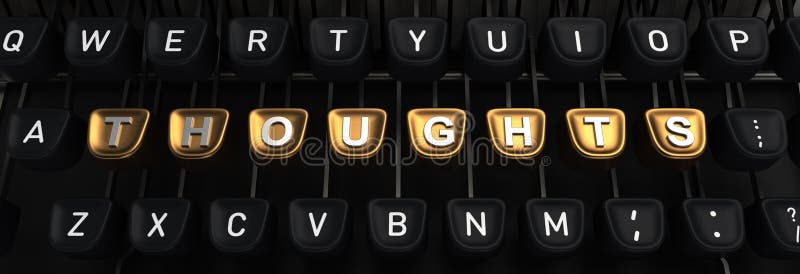 Typewriter with THOUGHTS Buttons Stock Illustration - Illustration of ...