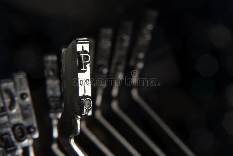 Typewriter Type with Letter P Stock Image - Image of antique, light ...