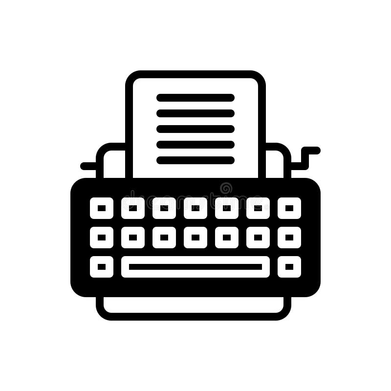 Black Solid Icon for Typewriter, Keys and Type Stock Vector ...