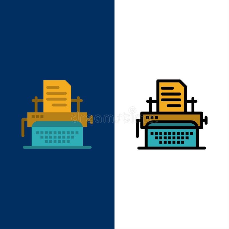 Typewriter, Typing, Document, Publish Icons. Flat and Line Filled Icon ...