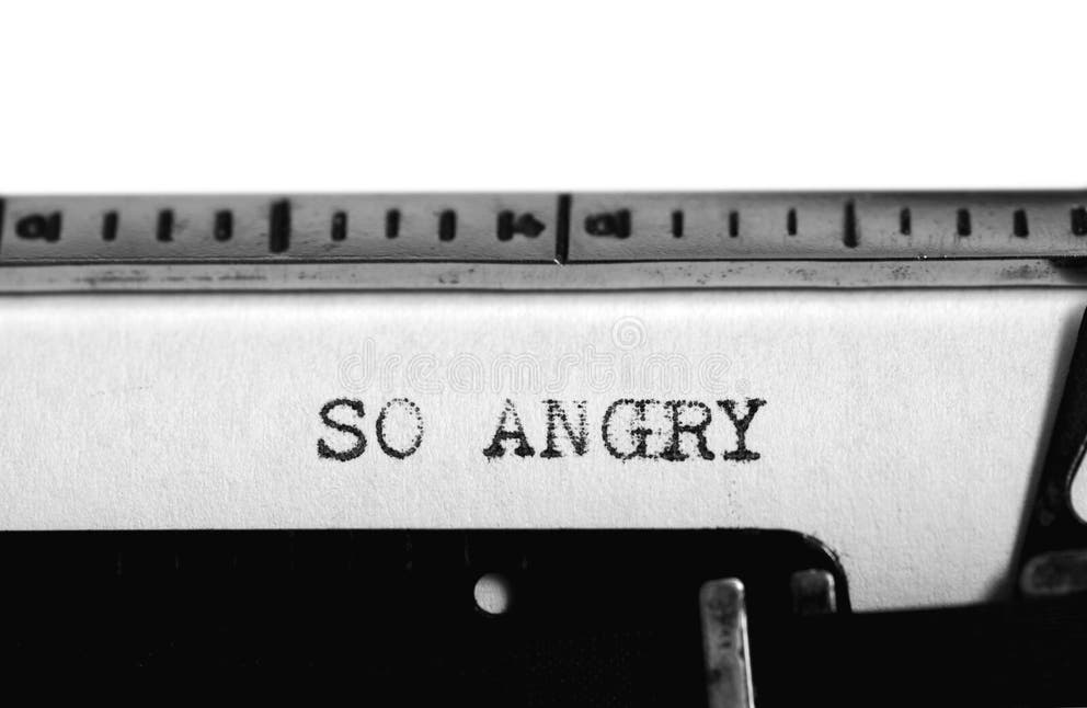Typewriter. Typing Text: so Angry Stock Image - Image of retro, white ...