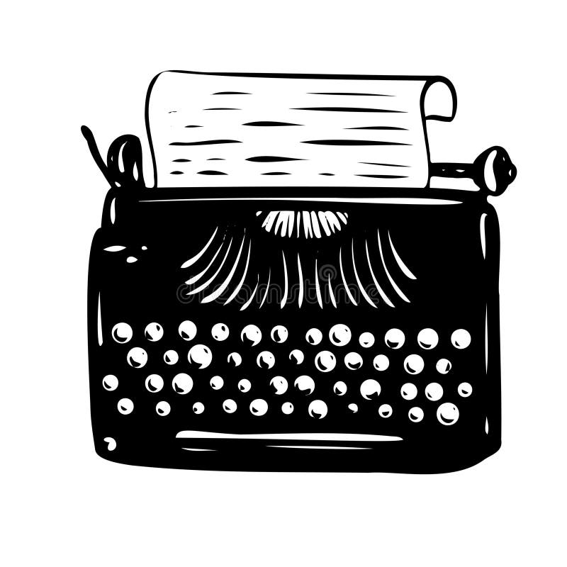 Typewriter Vector Illustration Stock Vector - Illustration of etching ...