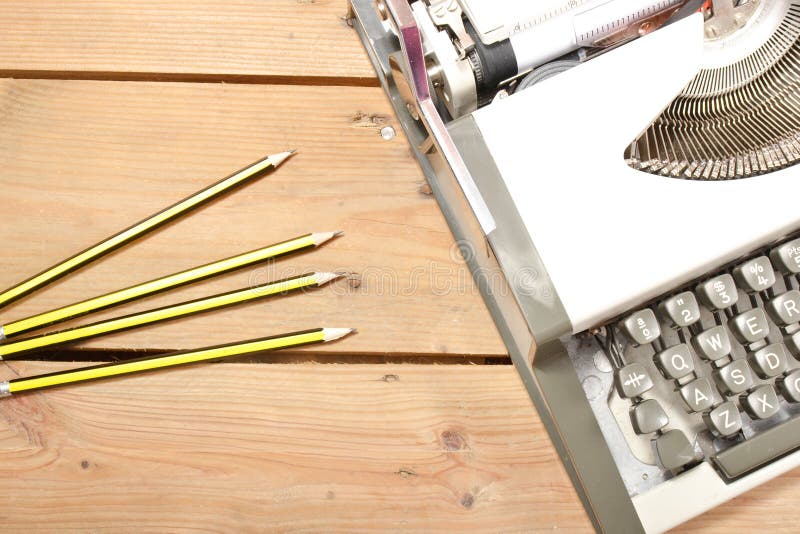 Typewriter on wood stock image. Image of vintage, worn - 43167349
