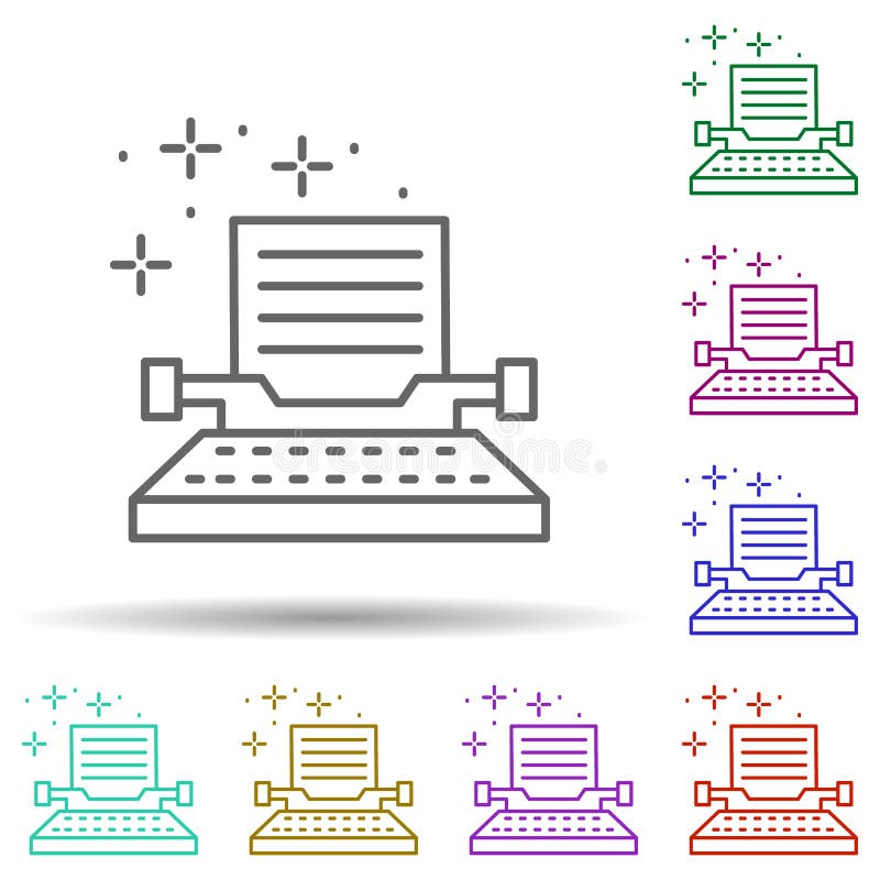Typewriter Writing Multi Color Icon. Simple Thin Line, Outline Vector ...