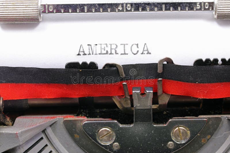 Typewritten AMERICA in Black Ink on White Paper with an Antique ...