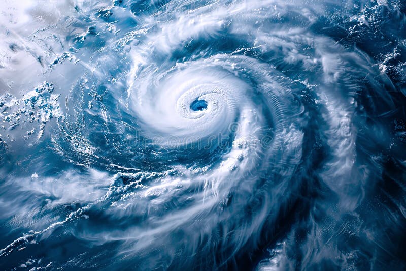 Typhoon, Approaching and Rotating Cyclone, View from Space Stock ...