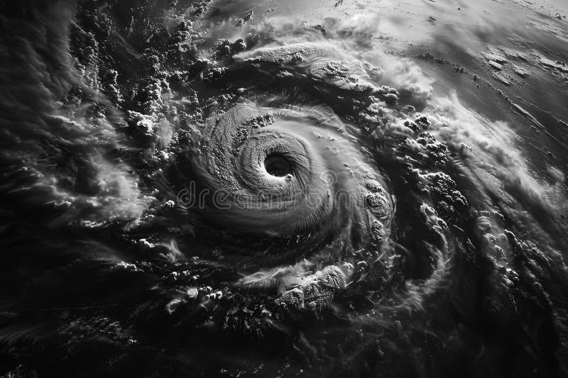 Typhoon, Approaching and Rotating Cyclone, View from Space Stock ...