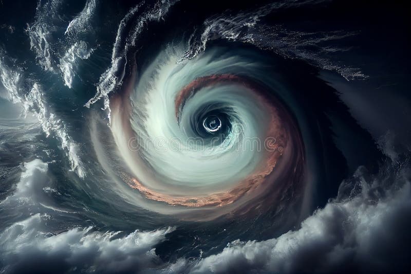 Typhoon Hurricane Over the Sea.generative Ai Stock Illustration ...