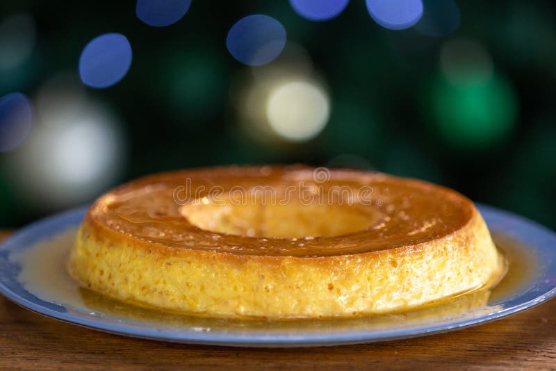 Typic Caramelized Condensed Milk Pudding with Eggs, in Selective Focus ...