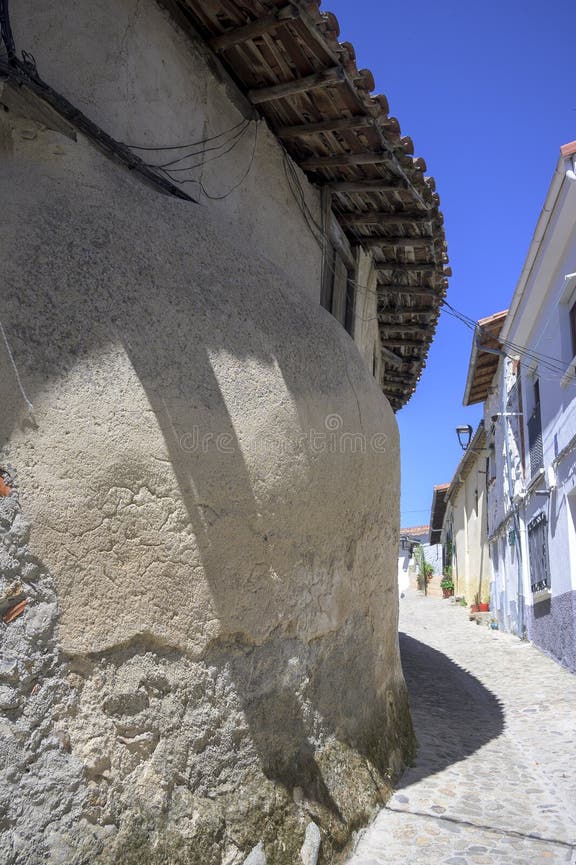 Typical Adobe House with Round Bulge in Hervas in Vertical Stock Photo ...