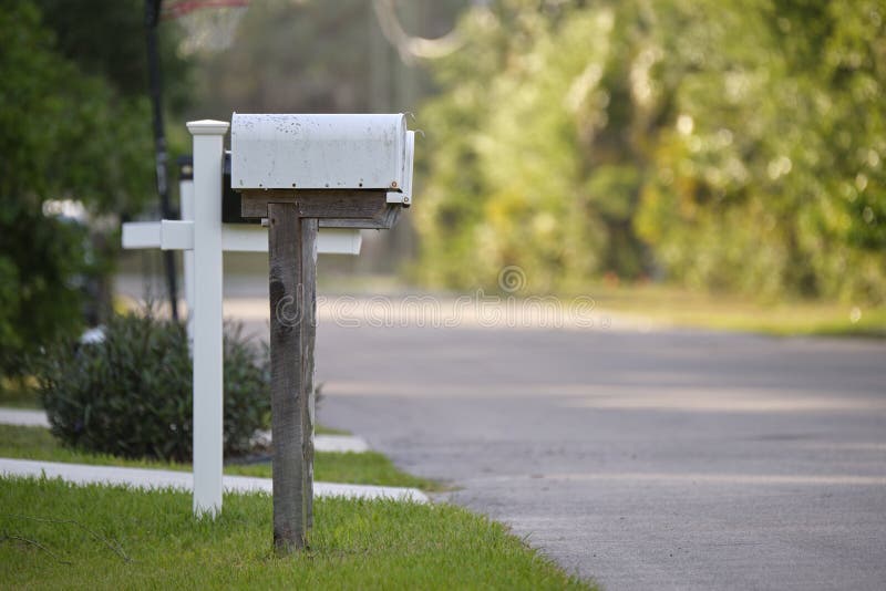 Typical American Outdoors Mail Box on Suburban Street Side Stock Photo ...