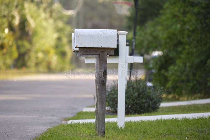 Typical American Outdoors Mail Box on Suburban Street Side Stock Photo ...