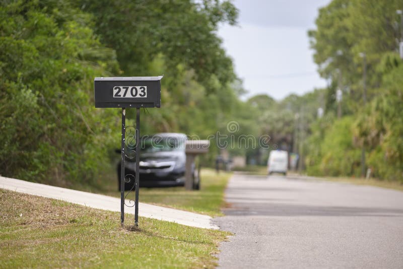 Typical American Outdoors Mail Box on Suburban Street Side Stock Photo ...
