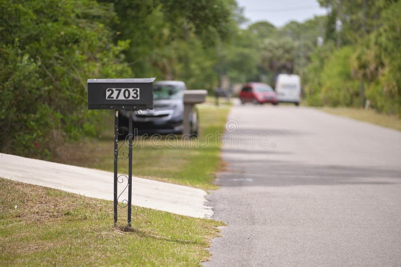 Typical American Outdoors Mail Box on Suburban Street Side Stock Image ...