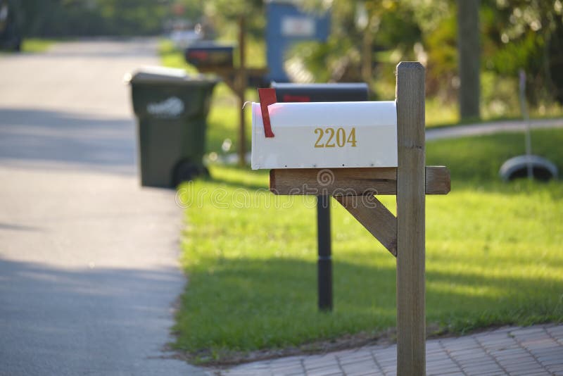 Typical American Outdoors Mail Box on Suburban Street Side Stock Image ...