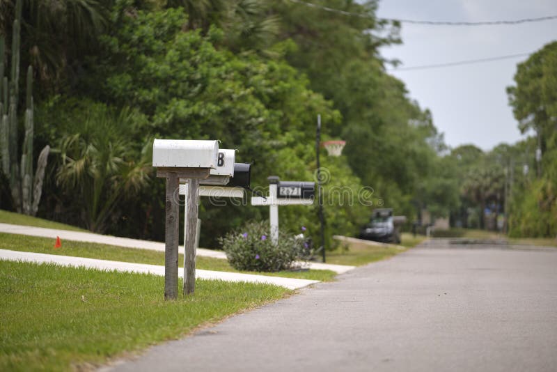 Typical American Outdoors Mail Box on Suburban Street Side Stock Image ...