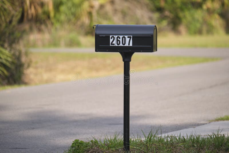 Typical American Outdoors Mail Box on Suburban Street Side Stock Image ...