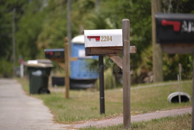 Typical American Outdoors Mail Box on Suburban Street Side Stock Image ...