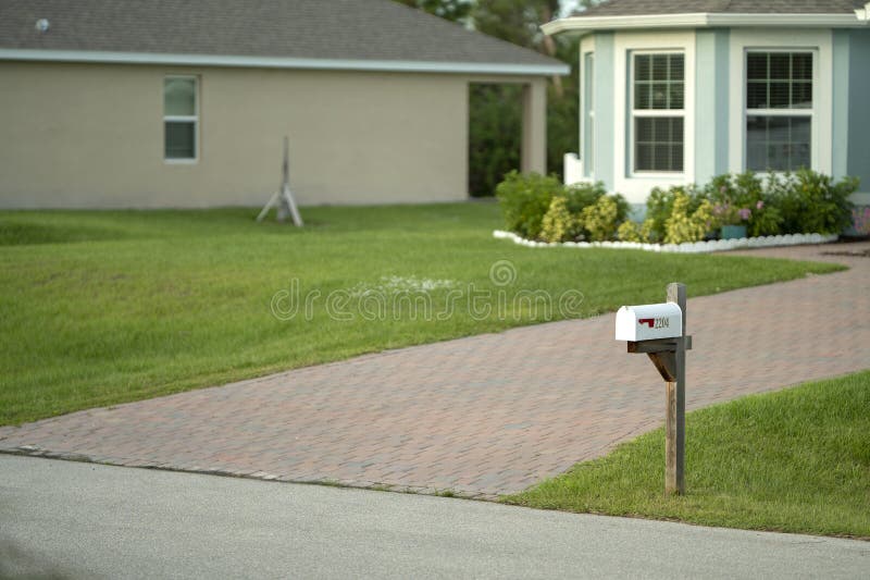 Typical American Outdoors Mail Box on Suburban Street Side Stock Photo ...