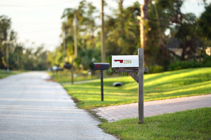 Typical American Outdoors Mail Box on Suburban Street Side Stock Image ...