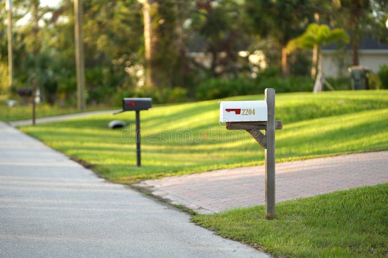 Typical American Outdoors Mail Box on Suburban Street Side Stock Image ...