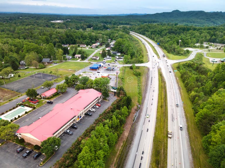 Typical American Roadside Motel. View from a Drone Stock Photo - Image ...