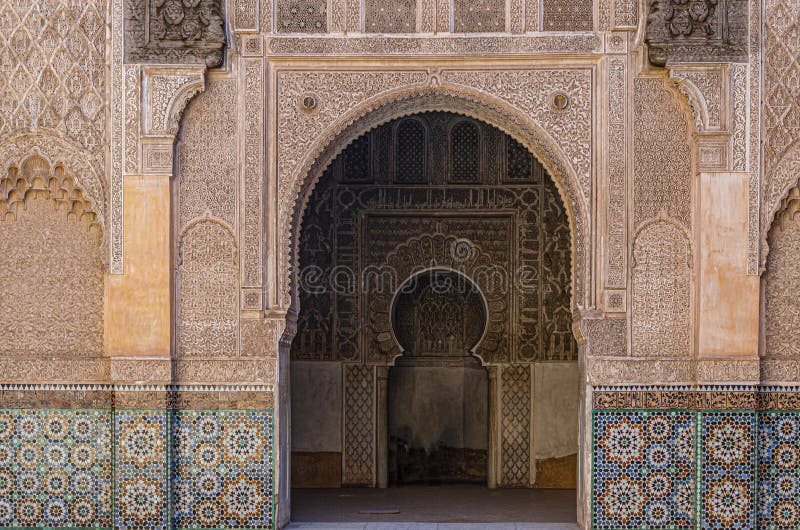 Typical Arab Arches with Their Arabesques. Marrakesh Morocco Stock ...