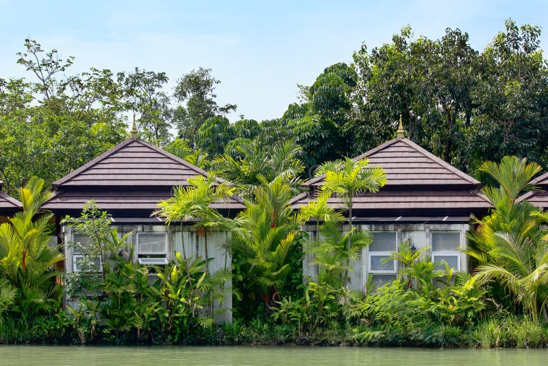 Typical Asian House on the Waterfront Stock Photo - Image of green ...