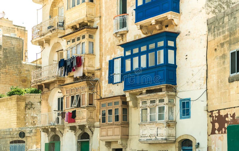 Typical balcony in Malta stock image. Image of historic - 62701247