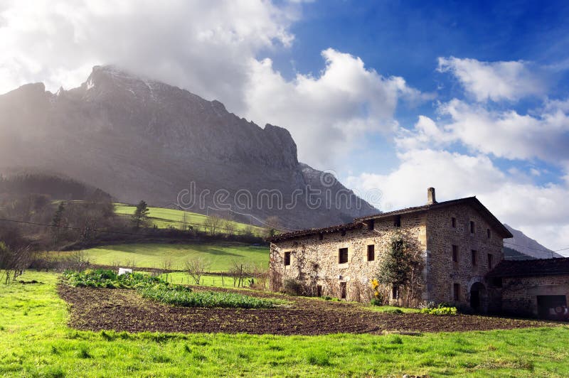 Typical Basque Architecture Stock Image - Image of pasture, mountain ...