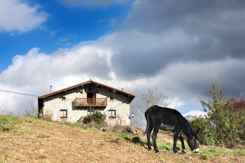 Typical Basque Country House with Donkey Stock Photo - Image of basque ...